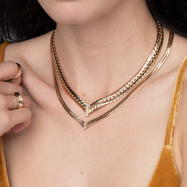 CZ Chevron Statement Necklace- Clear - Glamrocks
