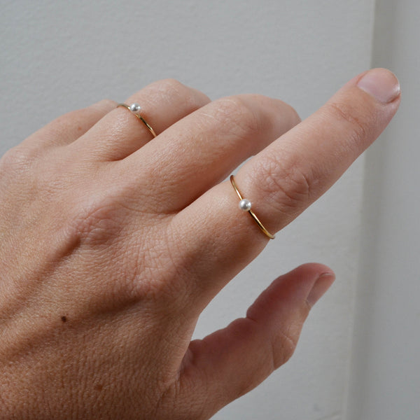 Tiny Stone Ring, Gold or Rose Gold | Glamrocks Jewelry