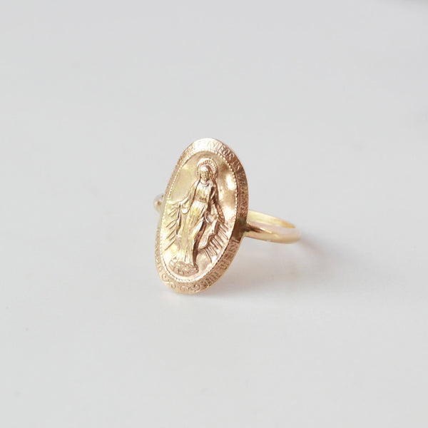 Oval Virgin Mary Ring, Gold or Silver | Glamrocks Jewelry