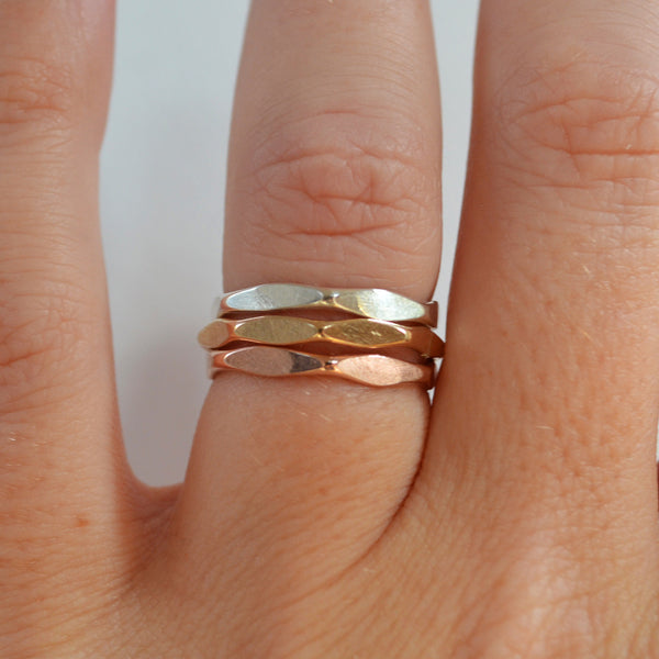 Faceted Ring, Gold, Rose Gold, or Silver - Glamrocks